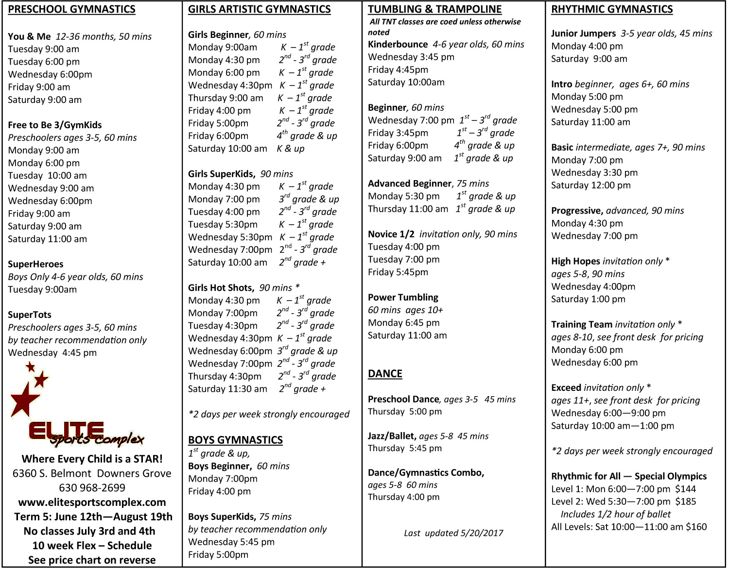 Schedule – elitesportscomplex